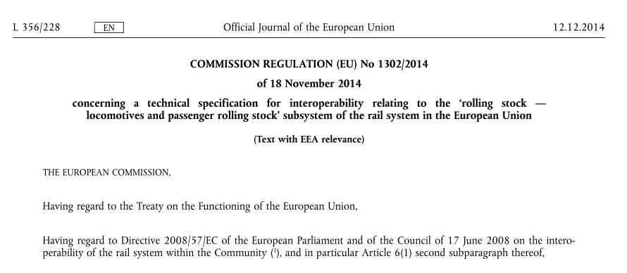  TSI LOC PAS TSI Regulation EU No 1302 2014 